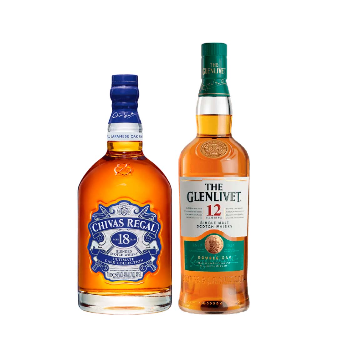 Chivas 18YO 100cl & Glenlivet Master Distillers Reserve 100 cl Combo ...